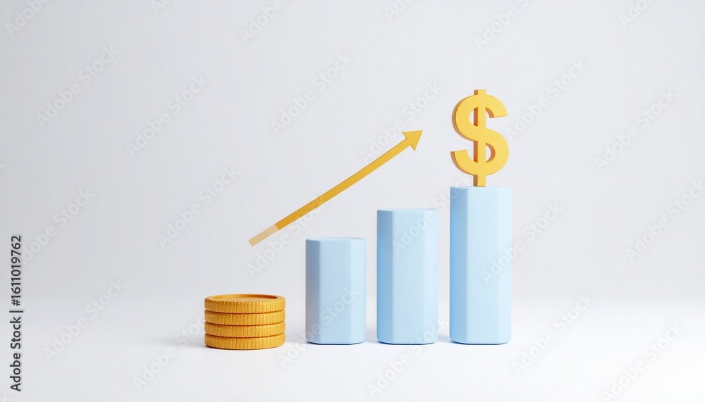 Hybrid vertical bar and coin-stack graph showing increasing height from ...