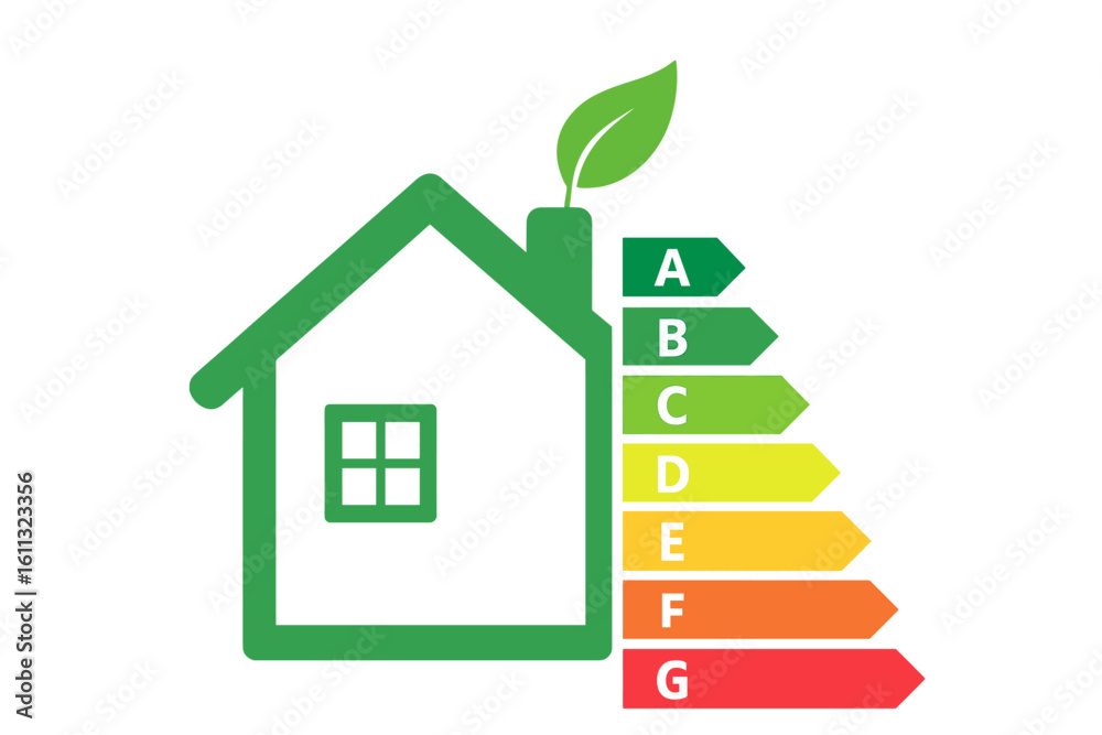 Energy efficient house concept. Home energy consumption efficiency ...