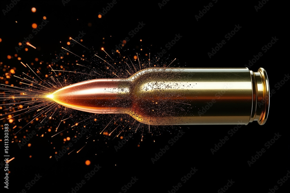 High-Speed Bullet with Sparks Flying, a Symbol of Velocity and Impact ...