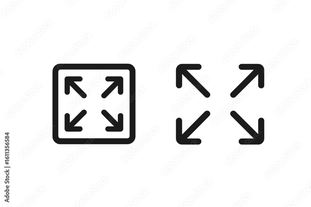 Fullscreen and exit fullscreen icons – maximize and minimize square ...