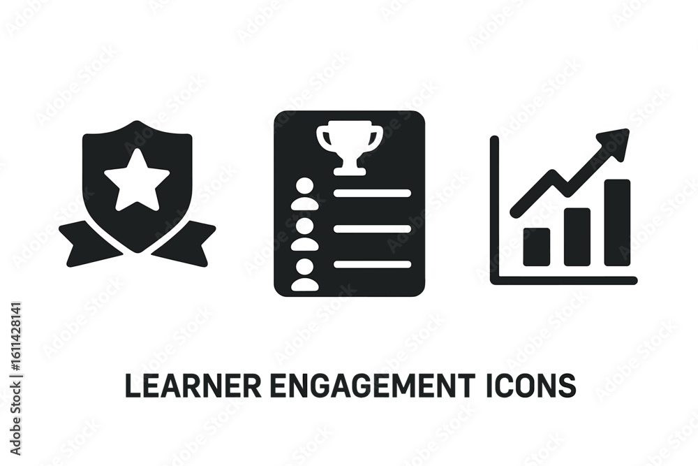 Image vectorielle Stock Gamification Learner Engagement Icons—Solid ...