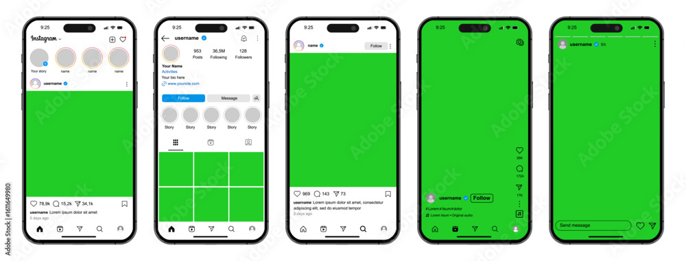 Instagram feed mockup. Social media mock up template. Instagram scroll ...