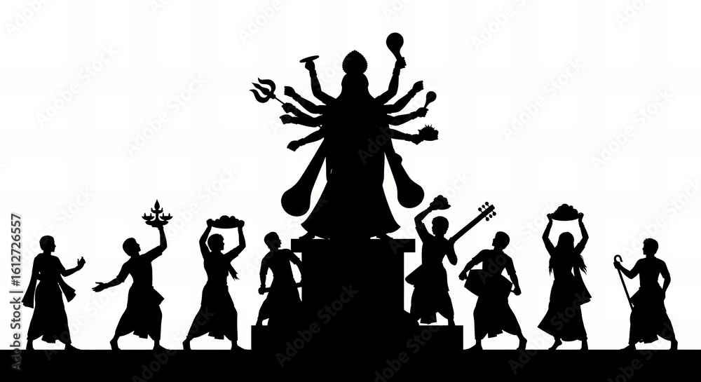 Goddess Durga worship celebration durga puja festival Stock ...