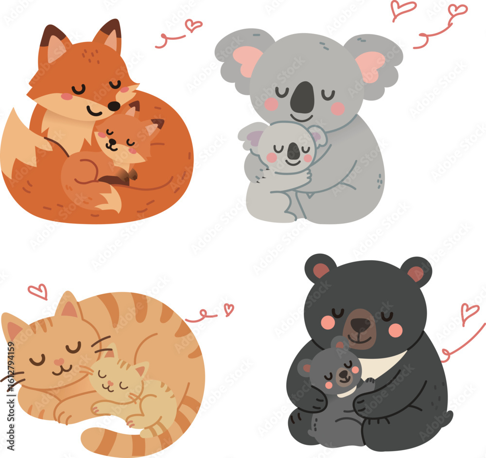 Animals Parent and child hug, Family time Stock Vector | Adobe Stock
