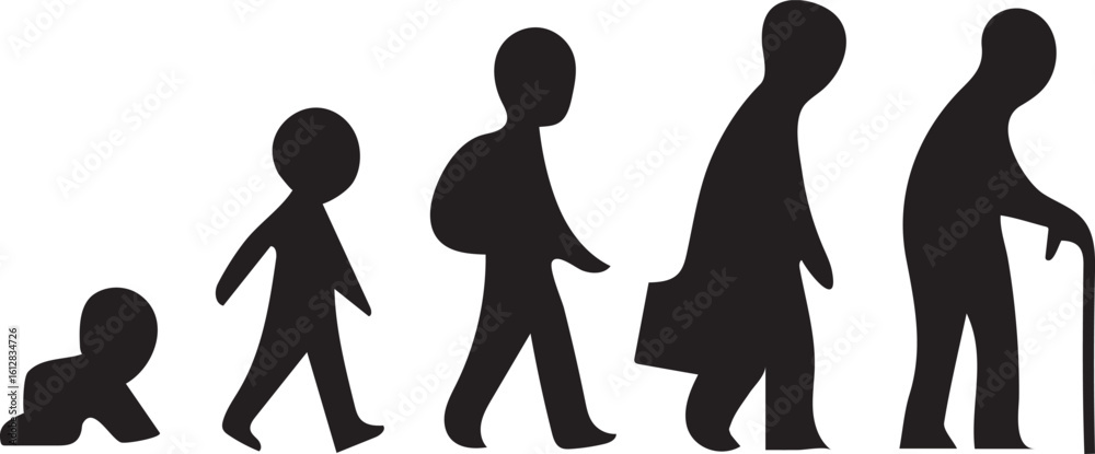 Vector de Stock Human Life Cycle Depicted as Silhouettes Shows Stages ...