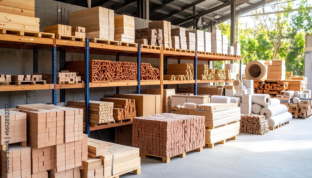 A warehouse filled with various sizes and types of wood and other ...
