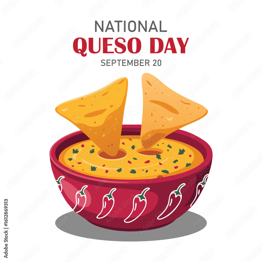 National Queso Day on september 20, with vector illustration a bowl ...