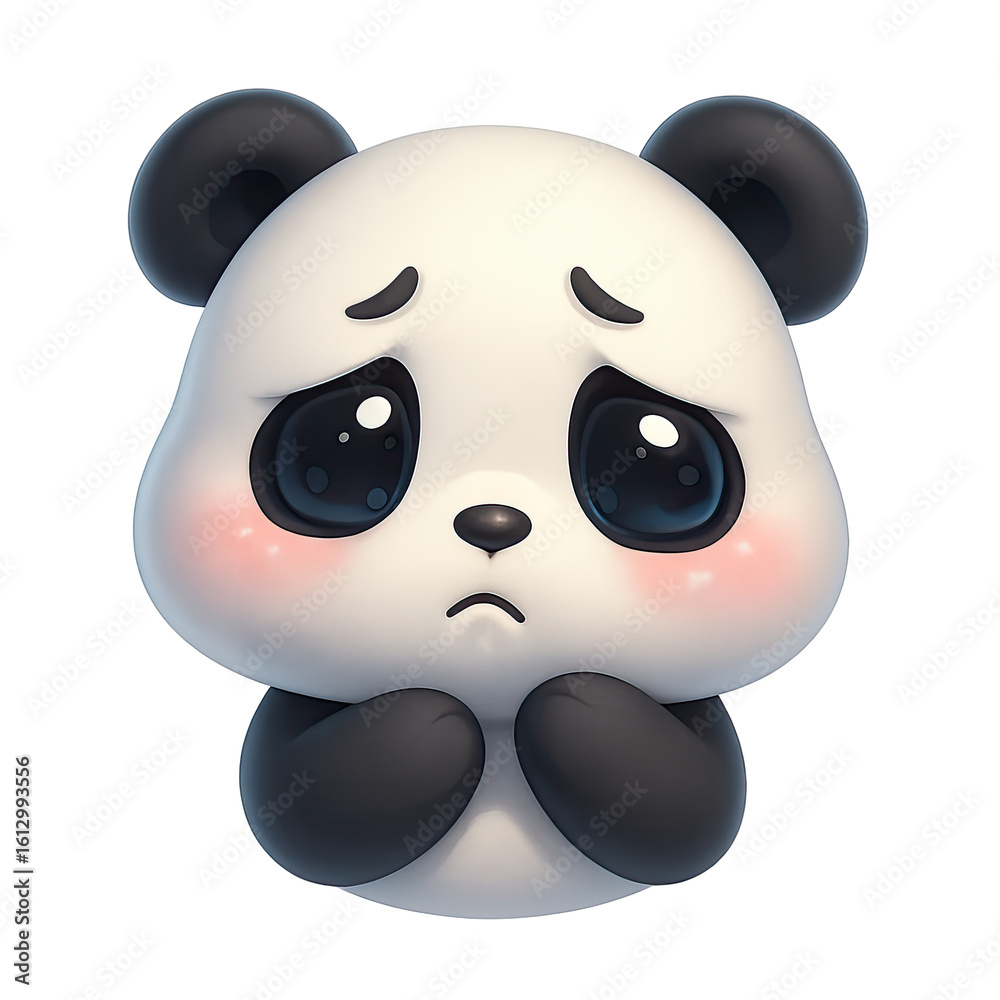 Kawaii Panda Avatar with Tearful Eyes Looking Down in Sadness Cutout ...