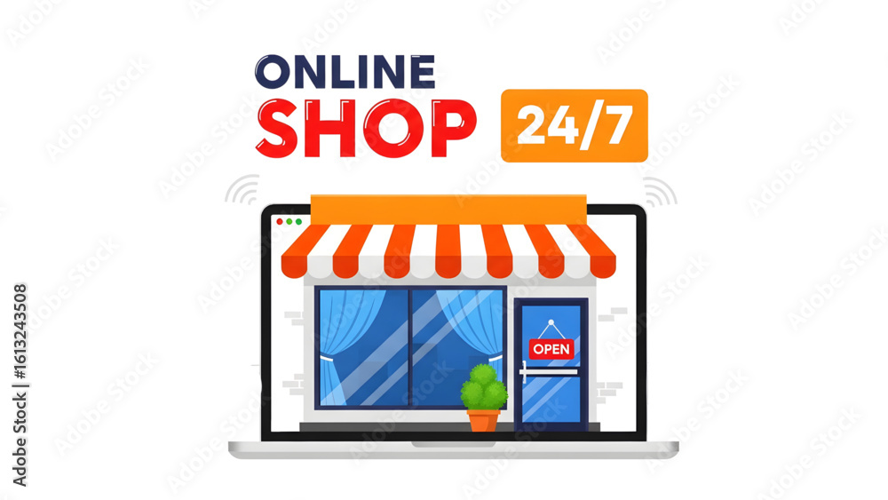 24/7 Online shopping E-Commerce Concept online shop Stock Vector ...