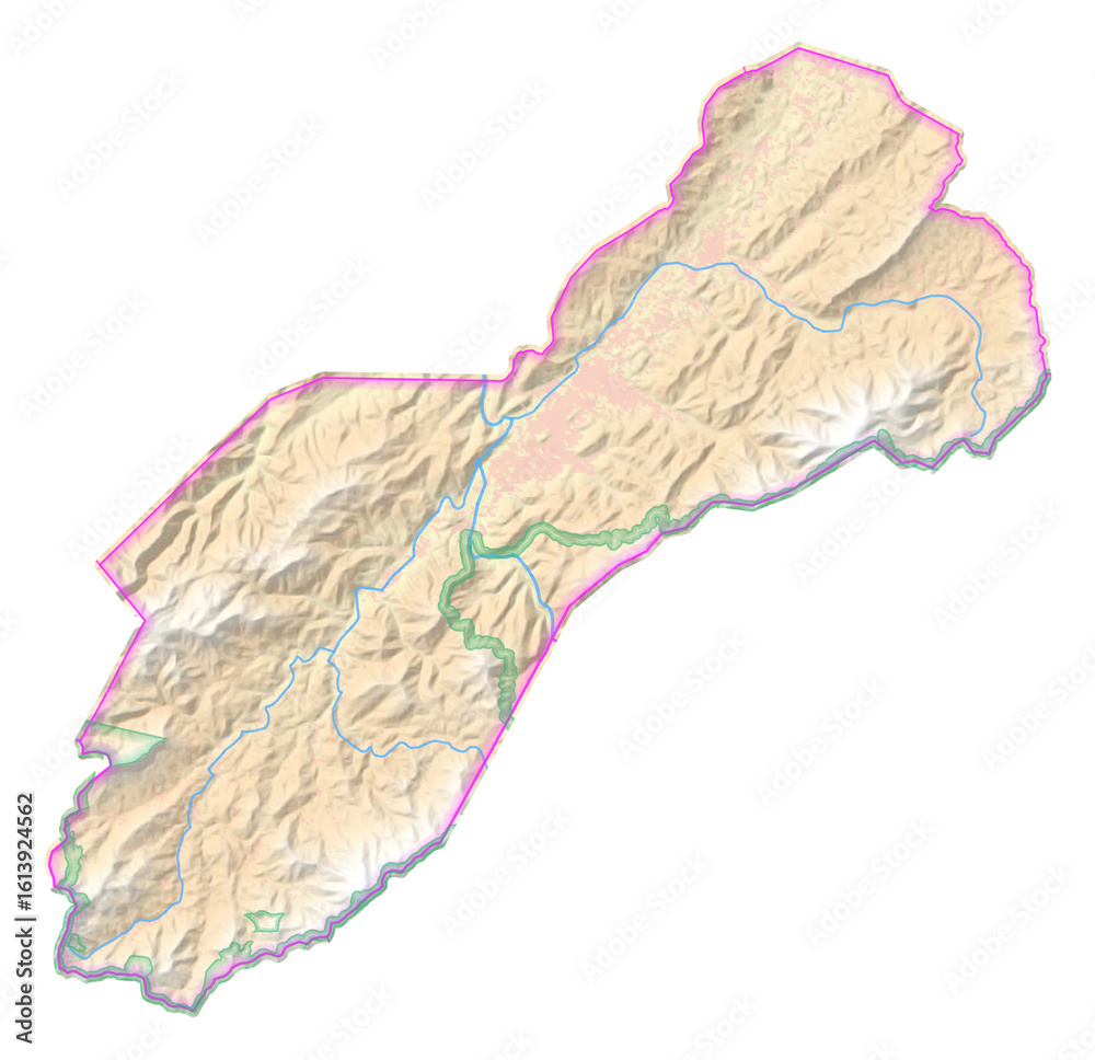Map of the County Unicoi (Tennessee, US) showing the isolated County with relief representation ...