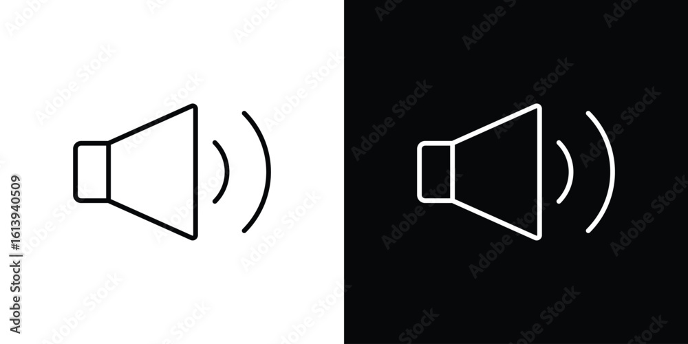 Volume icon logo vector designs. icon set in a black and white strokes ...