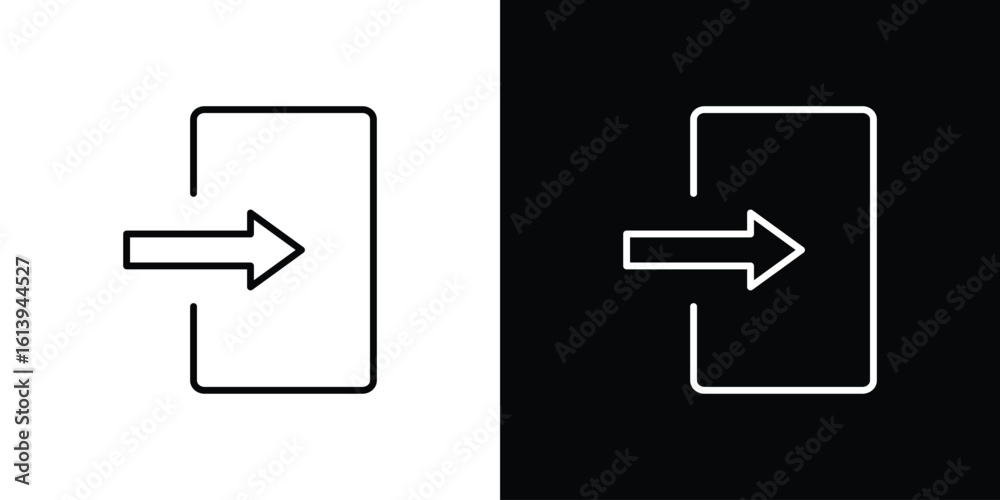 Log out icon logo vector designs. icon set in a black and white strokes ...