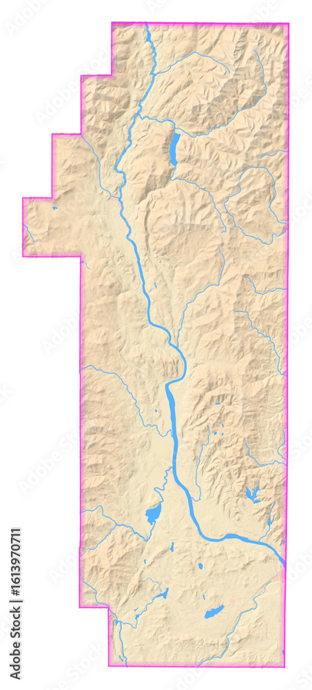 Map of the County Pend Oreille (Washington, US) showing the isolated County with relief ...