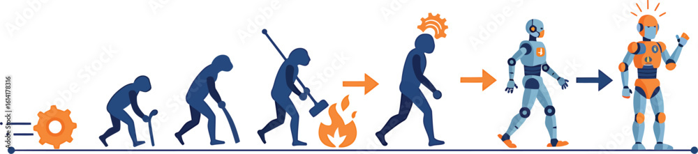 Human to Robot Evolution Timeline - AI and Future Technology Stock ...