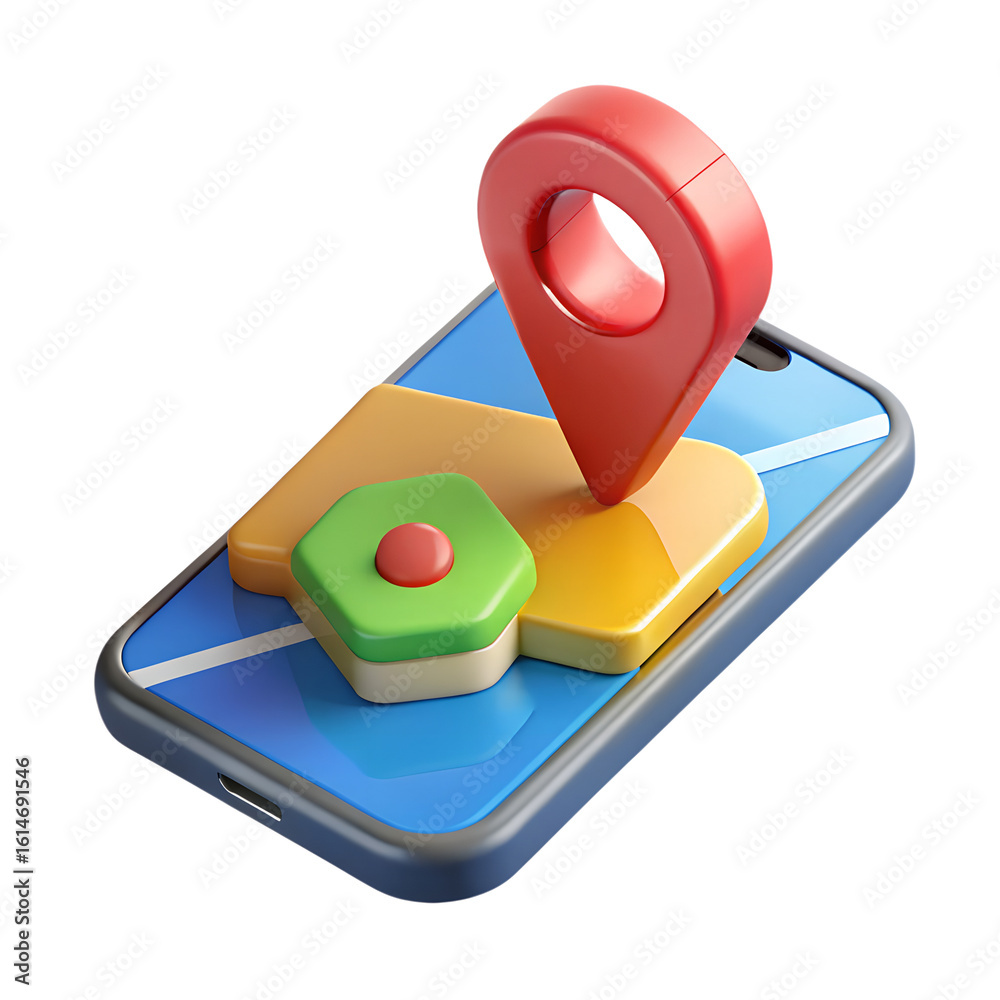 Plastic 3D Google Map Icon – Location Navigation and Digital Map Symbol ...