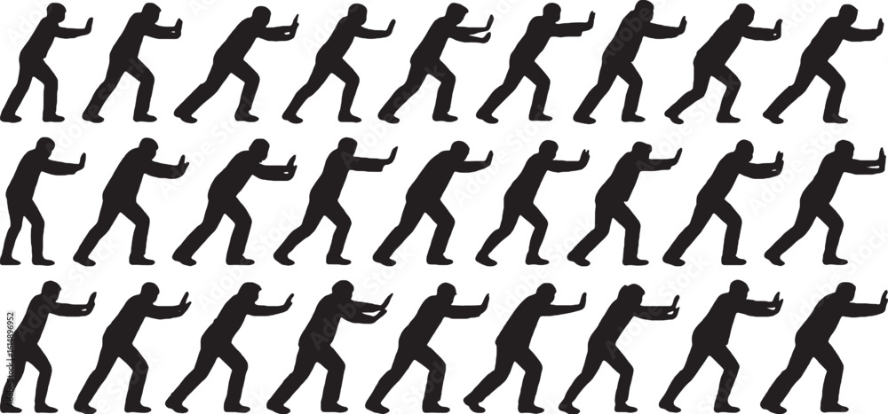 people push silhouette Stock Vector | Adobe Stock