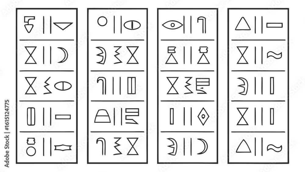 Ancient Egyptian hieroglyphs chart with symbols and meanings Stock ...