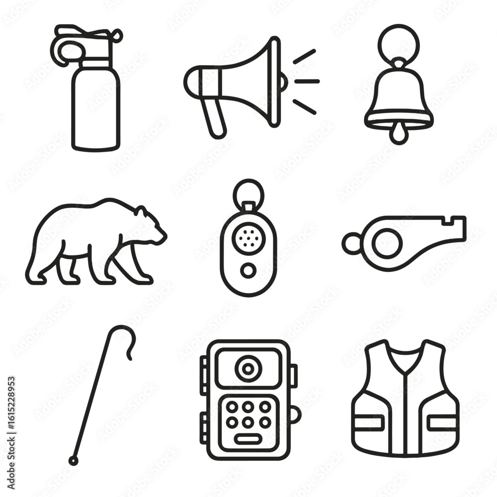 Wildlife Encounter Icons. Line style icons of Wildlife Encounters: bear ...