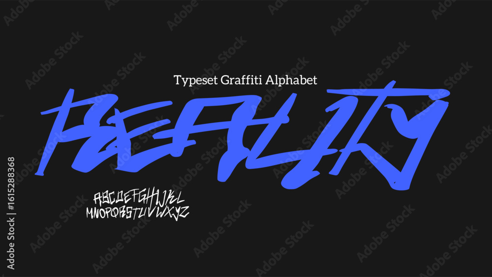 Vettoriale stock di Reality hand drawn letters typeface, bold graffiti ...