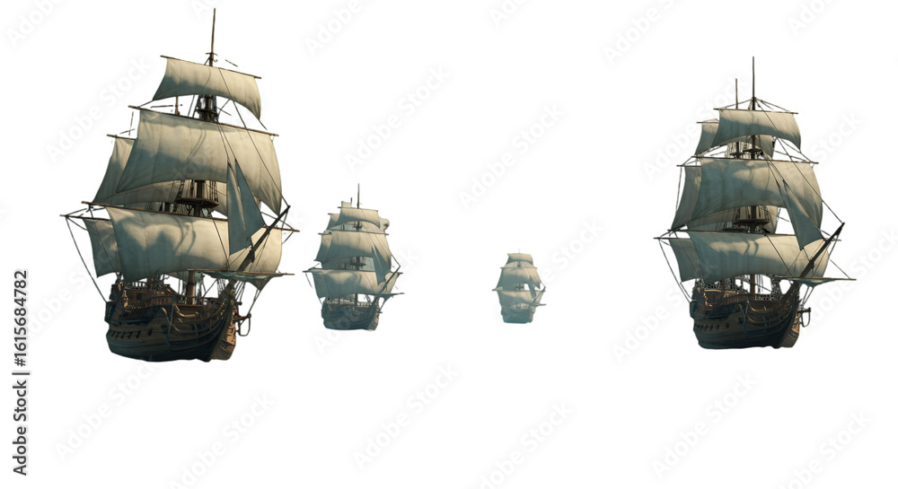 Isolated Photo of Sailing Ships Against Black Background Illustration ...