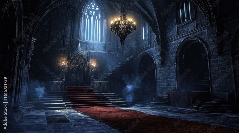 haunted castle interior on creepy spooky night. ai generative Stock ...