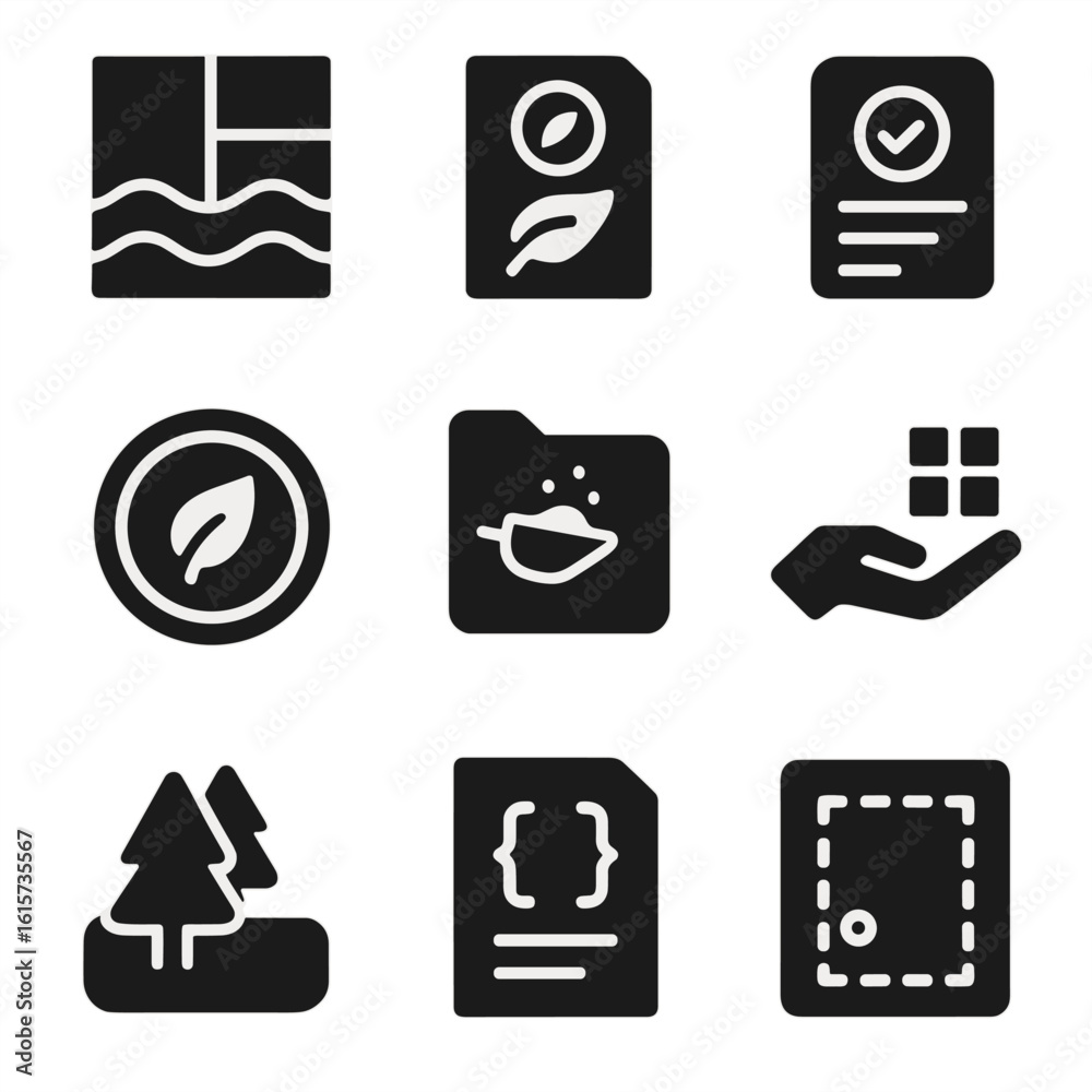 Environmental Zoning Icons. Solid style icons of environmental and ...