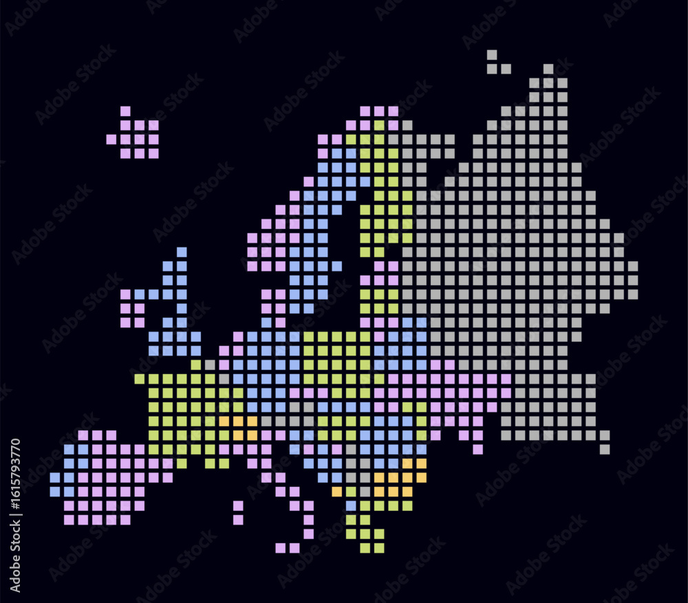Stock-Vektorgrafik „Europe dotted map. Digital style map of the ...