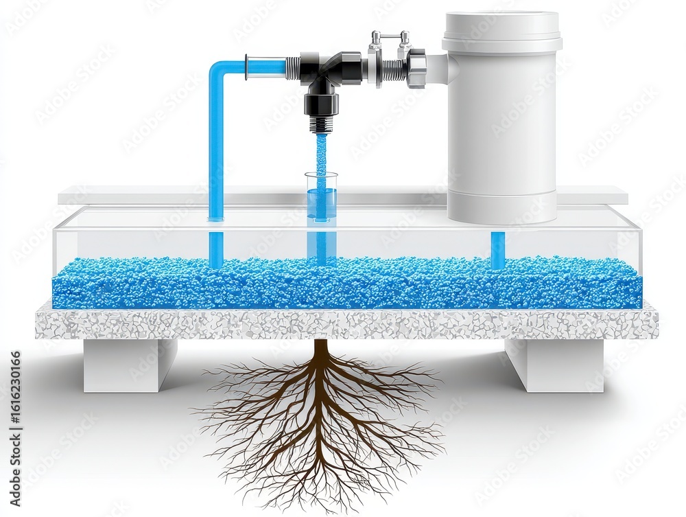 Ilustración de Stock Blueprint cross-section of a hydroponic grow bed ...