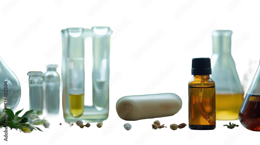 Scientific Laboratory Setting Where an Essential Oil Bottle is Placed ...