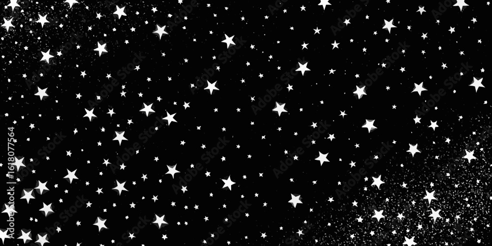 Seamless pattern of white stars on a black background with a subtle ...