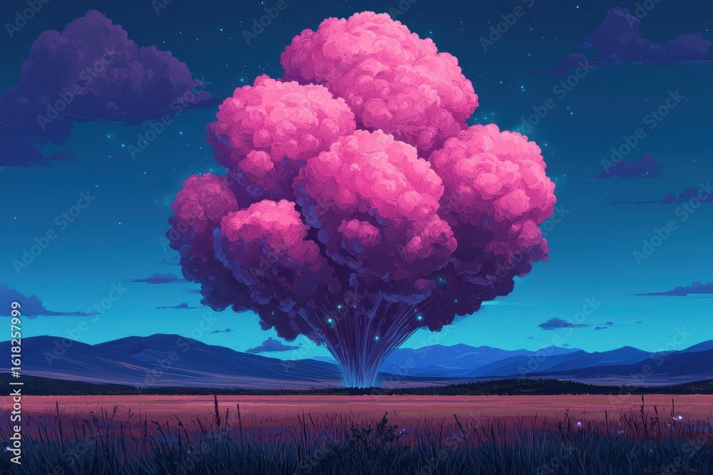 Cotton candy clouds morphing into the shape of musical notes, floating ...