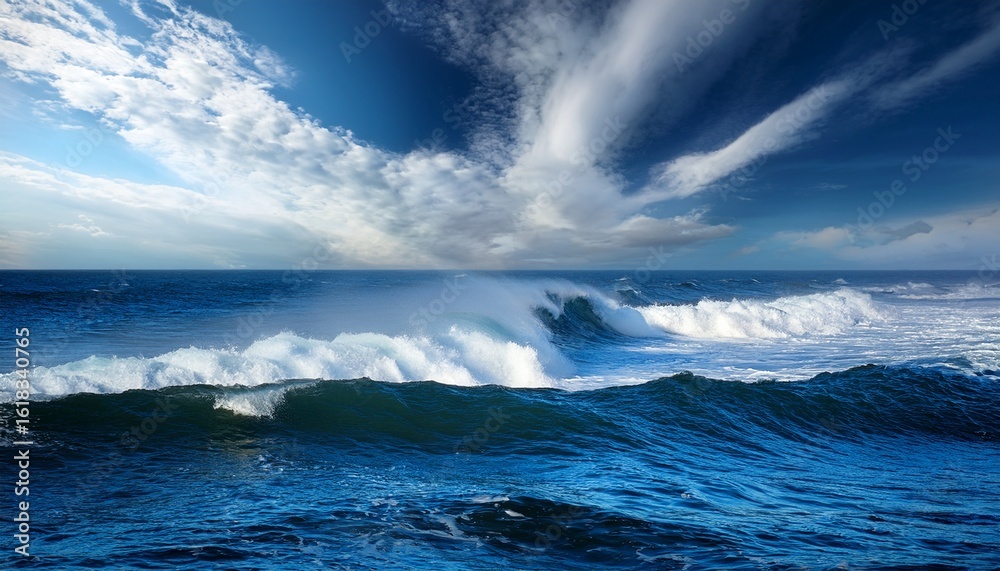 dynamic illustration of ocean waves with tsunami warning indicators and ...