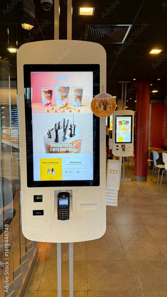 Warsaw, Poland - July 15, 2025: McDonald's self-service kiosk with ...