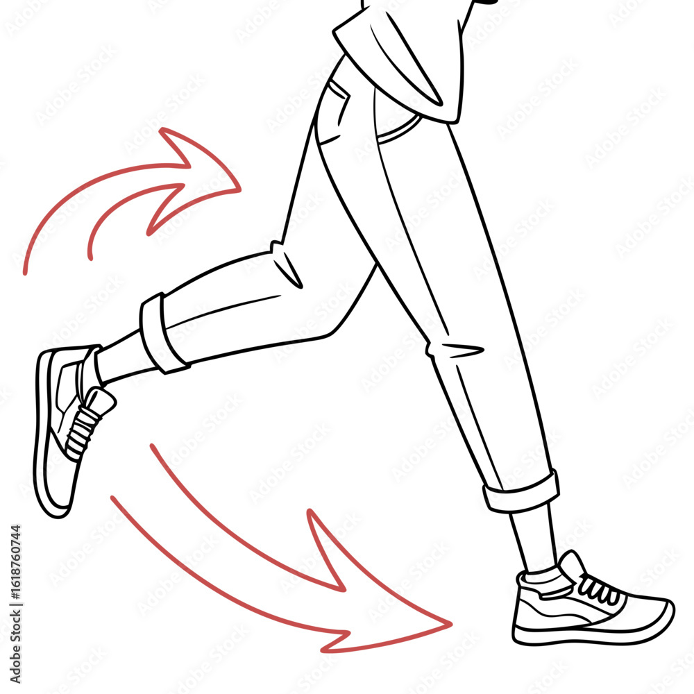 Stylized illustration of a person s legs in motion with directional ...