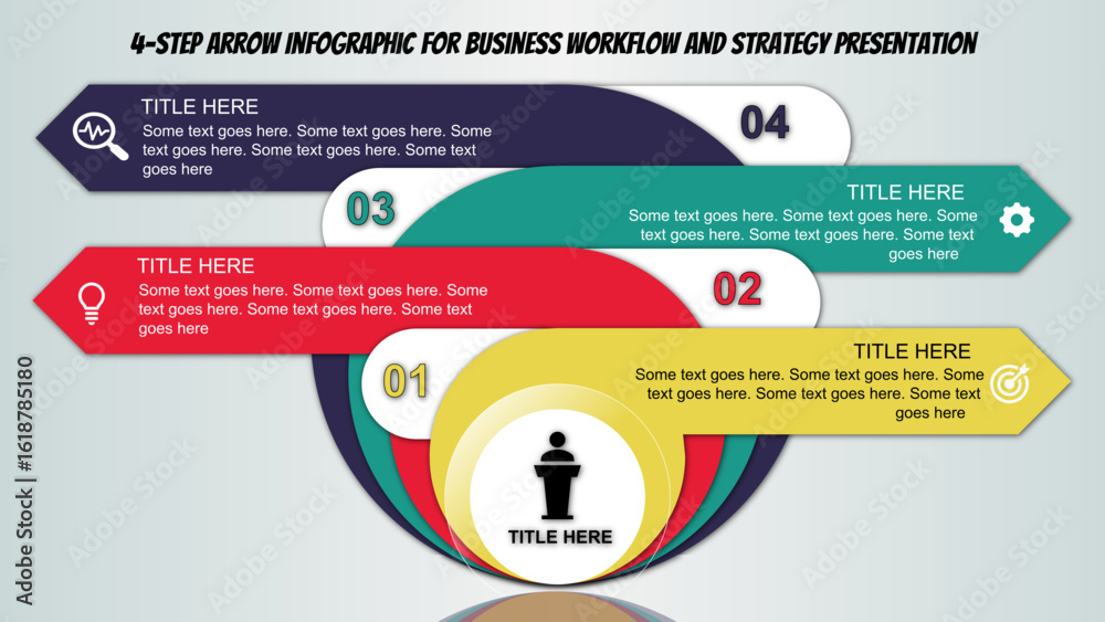 Stock-Vektorgrafik „4 Step Arrow Infographic Template for PowerPoint Presentations, Editable ...