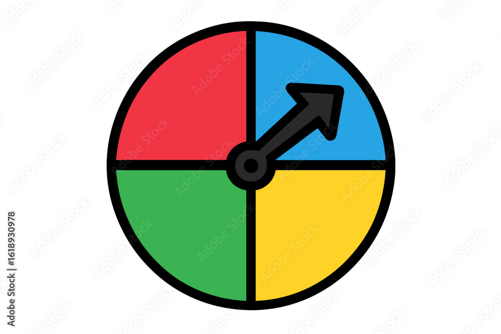 Vector illustration of a colorful spinner wheel with four quadrants and ...