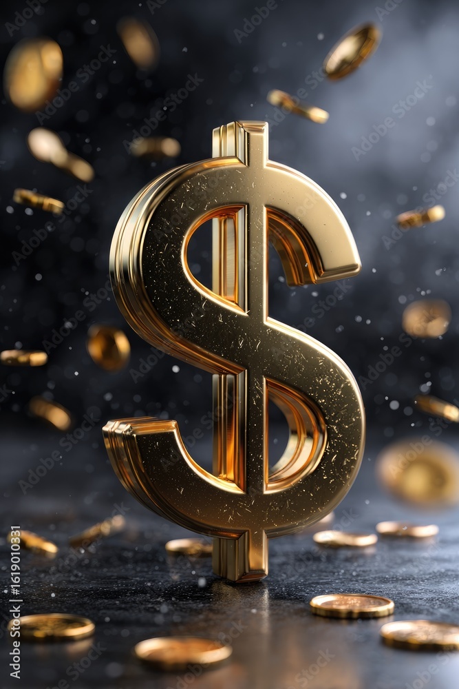 Dollar symbol value: american figure, currency icon, money emblem ...