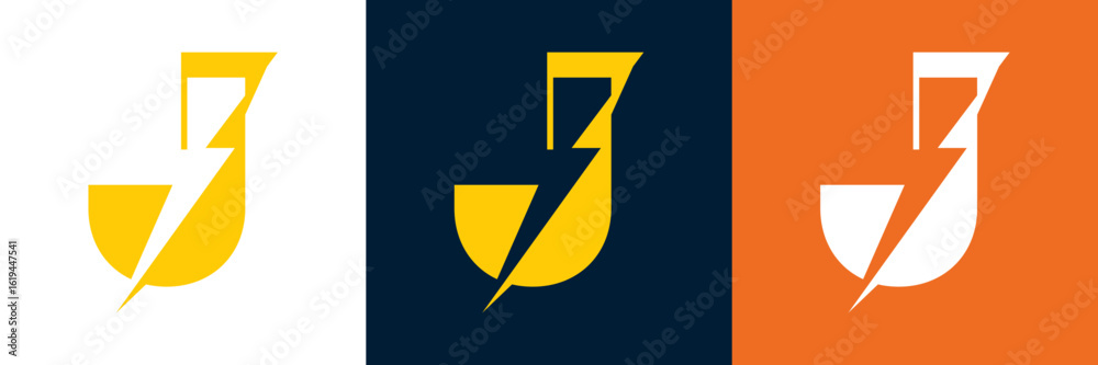 Electricity Letter J Logo Vector Design for Lightning Bolt initials ...