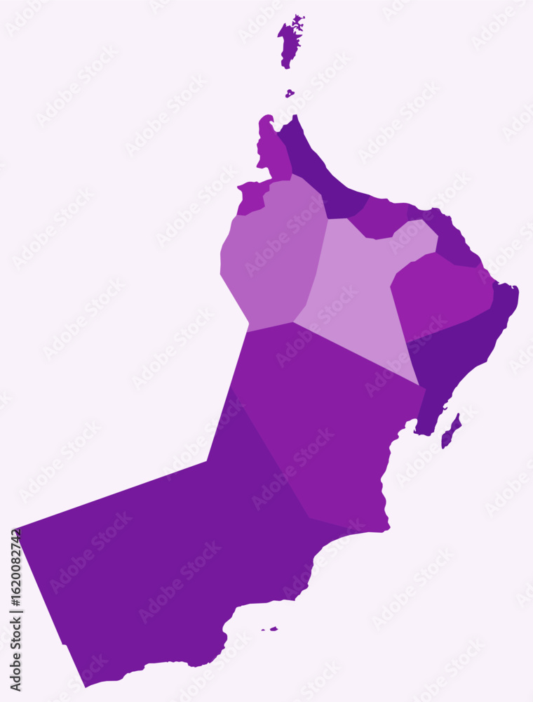 Image vectorielle Stock Map of Oman with regions. Just a simple country ...
