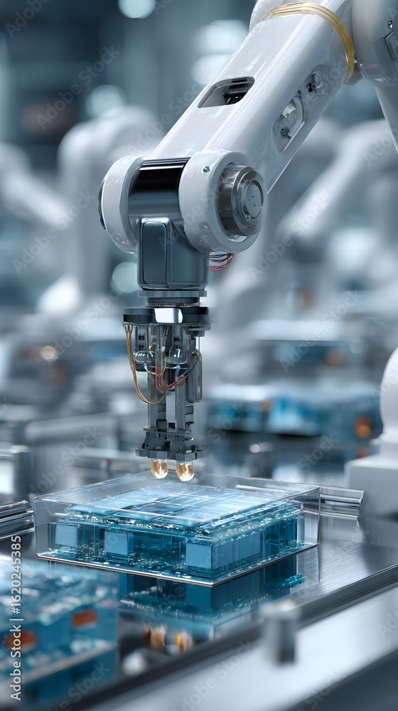 Stock-Foto „Robotic gripper precisely placing layers of a solid-state ...