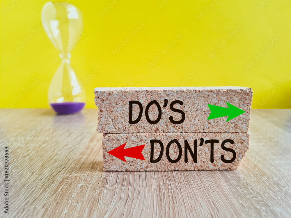 Dos and Do nots symbol. WORDS Dos and Do nots on brick blocks ...