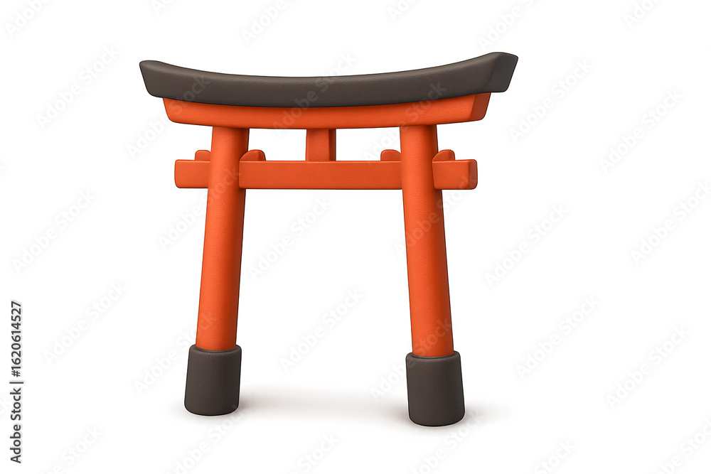 Single traditional Japanese torii gate in 3D isometric view, perfect ...