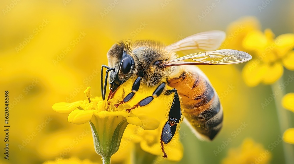Bee and pollinator conservation with hives wildflowers and insect ...