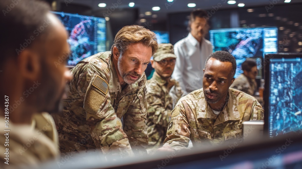 Military leader consults with diverse personnel assigning roles and ...
