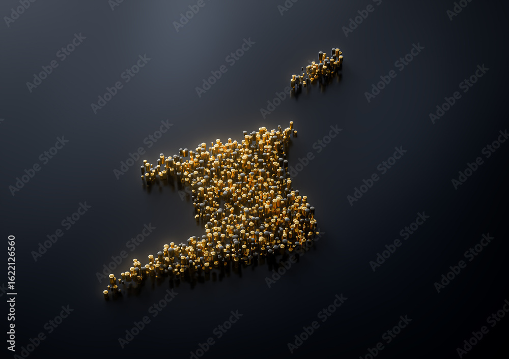 Trinidad and Tobago Map Made Of High Quality Premium Golden Metallic ...