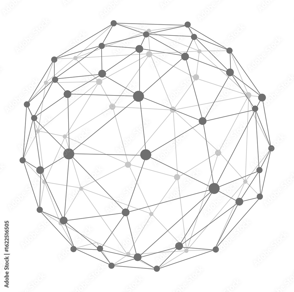 Network connections concept. Geometric sphere with lines and dots ...