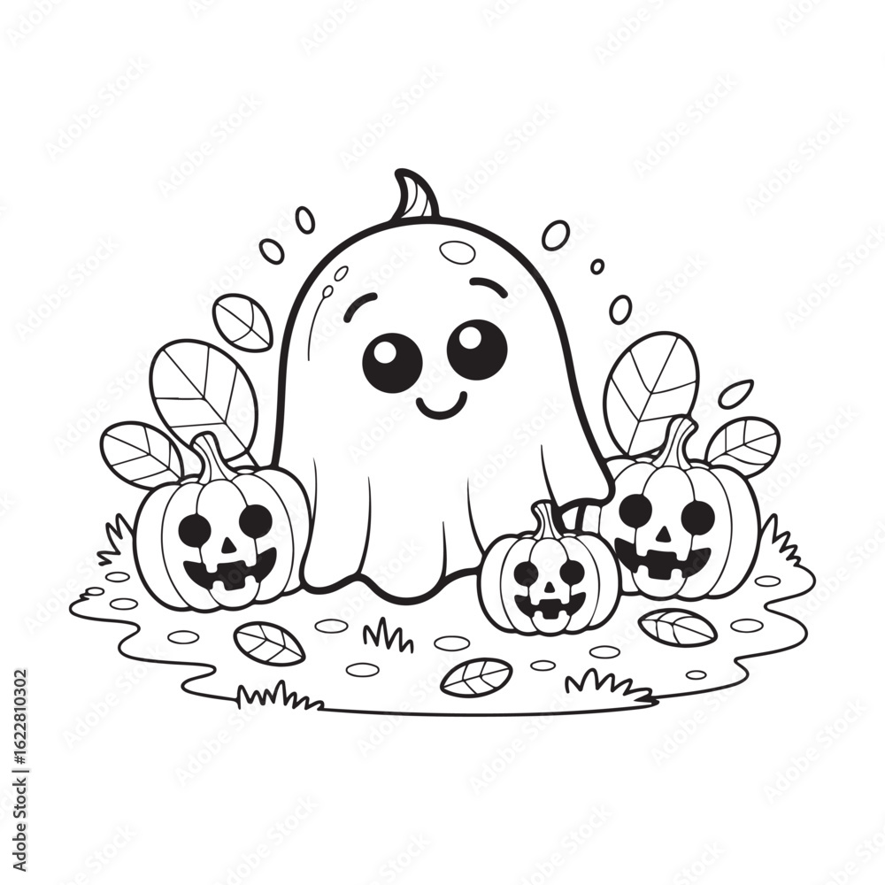Bold and Easy Cozy Halloween Coloring Pages, Vector Illustration, Black ...