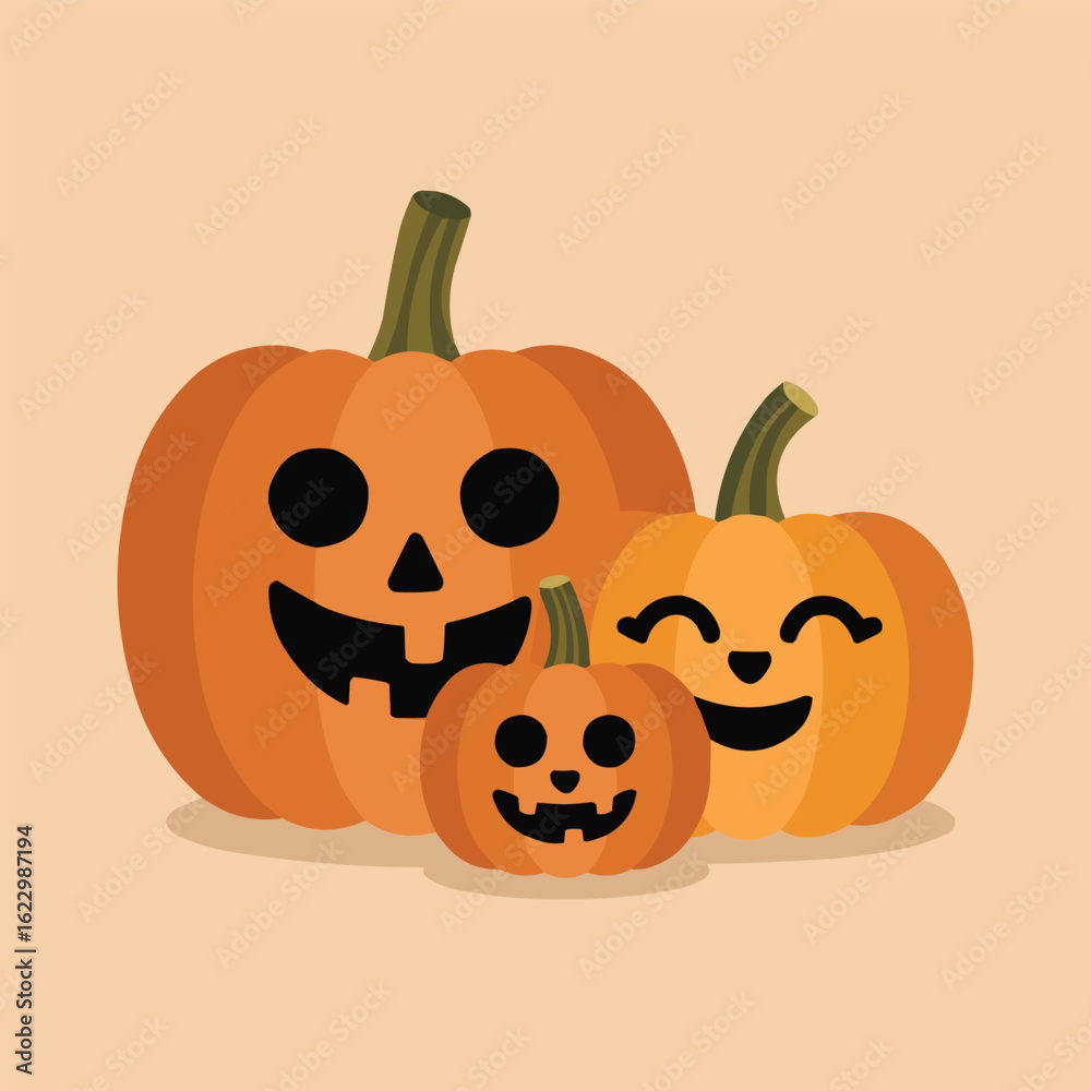 Stock-Vektorgrafik „Cute Pumpkin Face Clipart Set for Halloween with ...