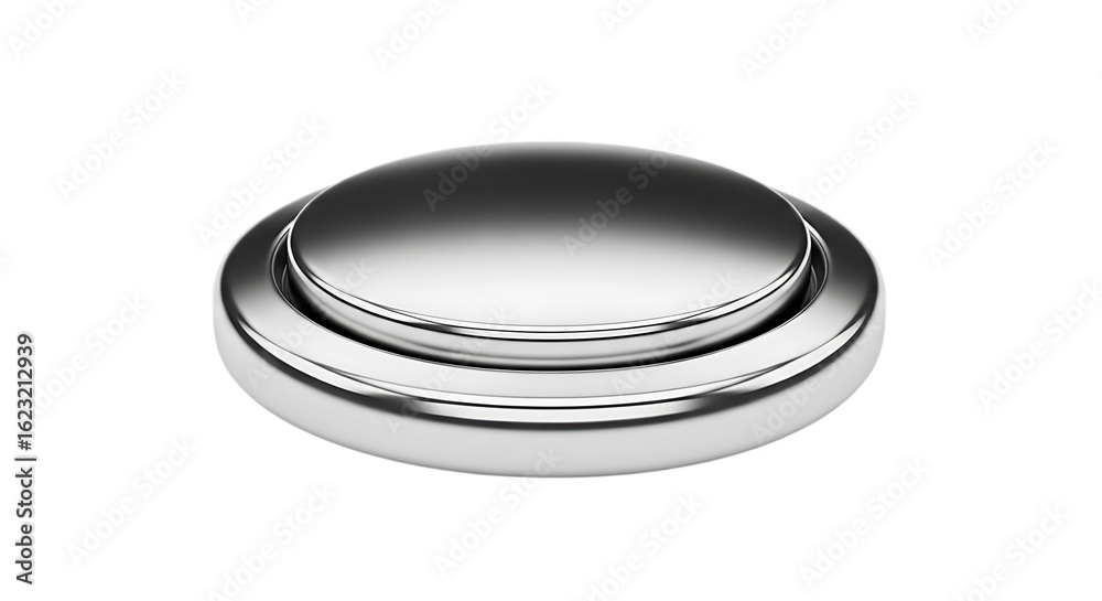 Closeup shot of a small silver oxide button cell battery, isolated on ...
