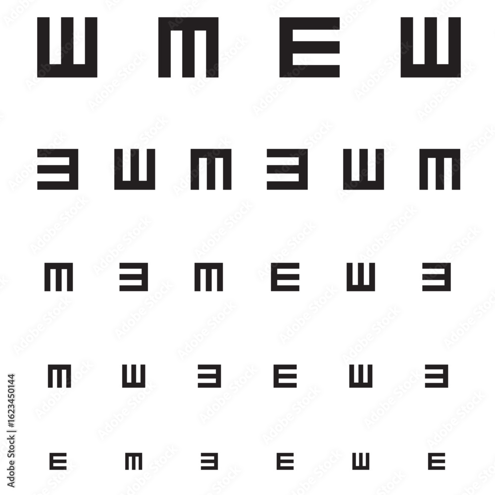 Tumbling "E" Vision Test Chart ,Alphabets Tumbling E Chart For Eye ...